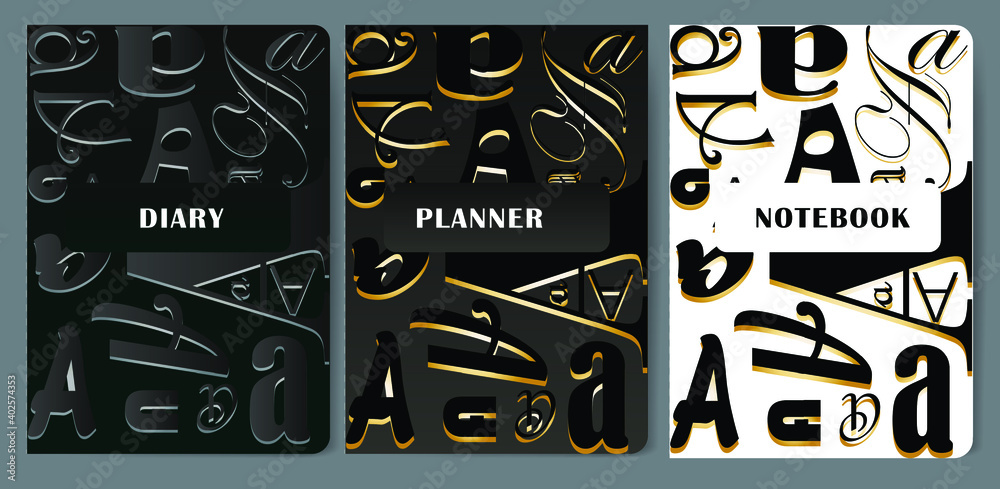 Set of typographic patterns. "A" is the first letter of the alphabet ...