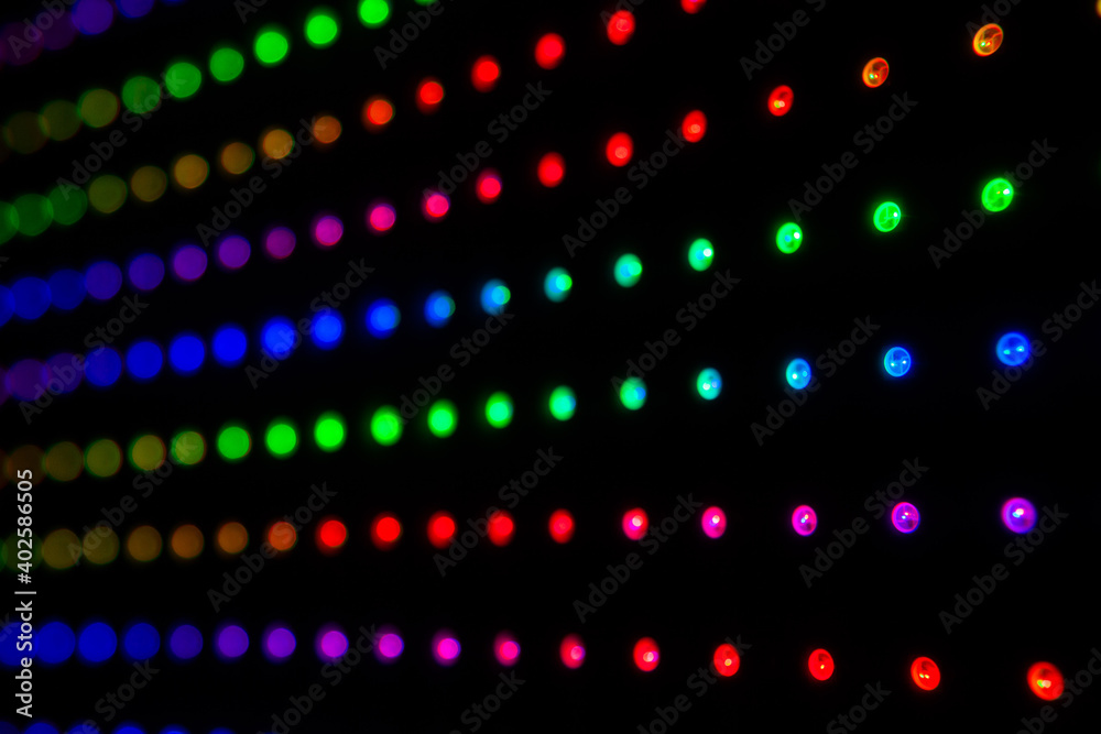 Colourful RGB LED lights on black background. LED Matrix with WS2812B ...