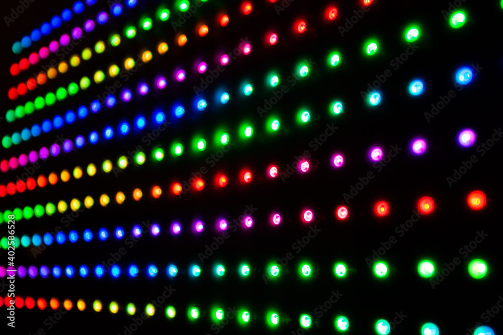 Foto de Colourful RGB LED lights on black background. LED Matrix with WS2812B strips. Playing ...