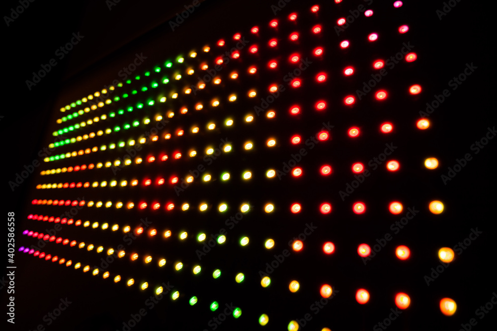 Colourful RGB LED lights on black background. LED Matrix with WS2812B ...