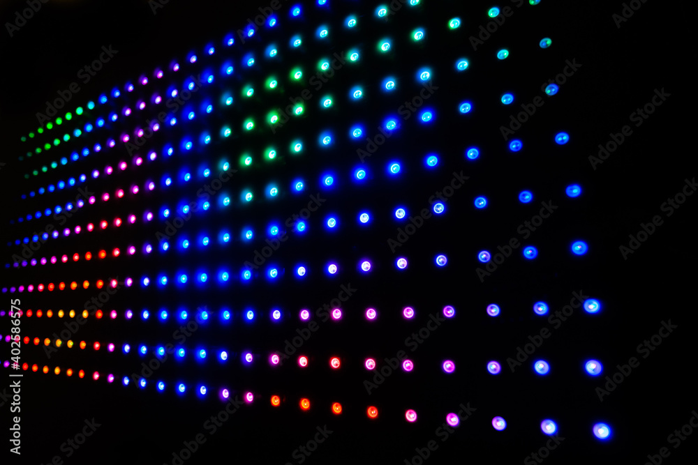 Colourful RGB LED lights on black background. LED Matrix with WS2812B ...