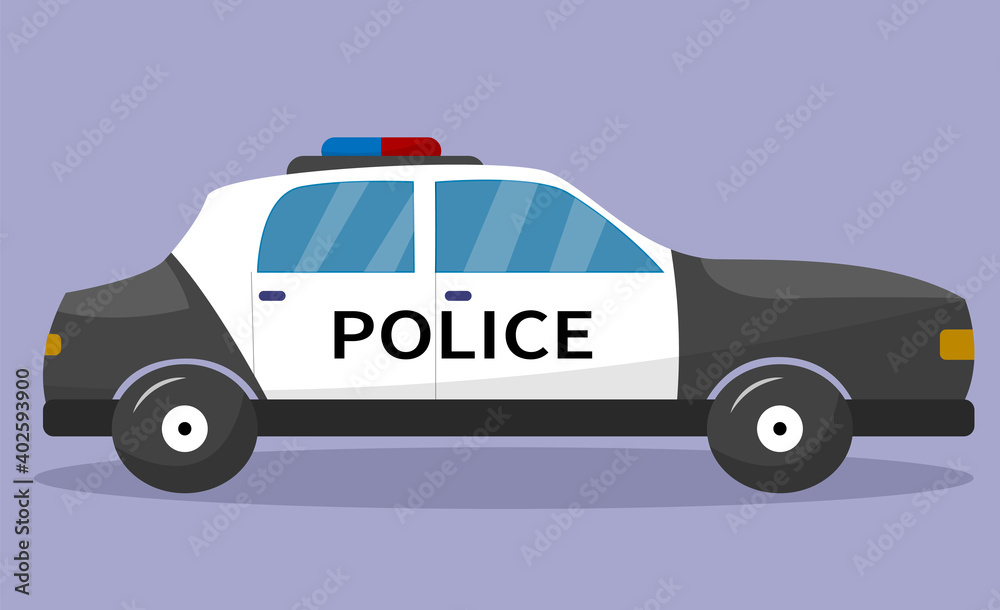 Police car, side view. Police patrol transport. illustration, flat ...