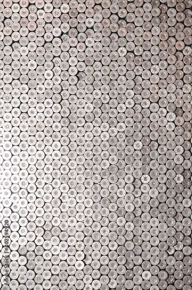 Pattern of 12 gauge cartridges for shotgun bullets. Shells for hunting ...