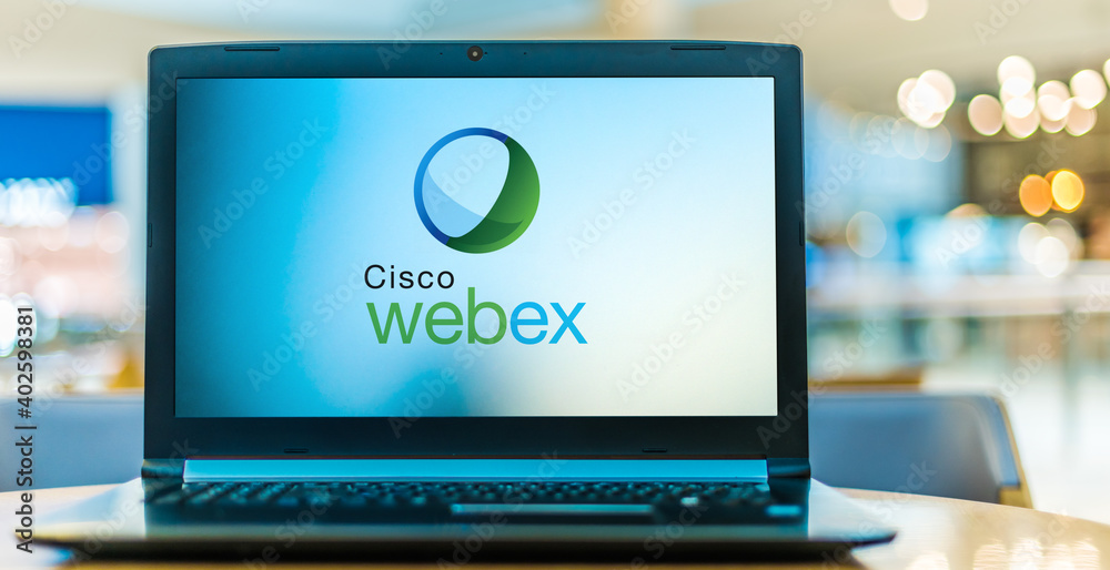 Foto de Laptop computer displaying logo of Cisco Webex do Stock | Adobe ...
