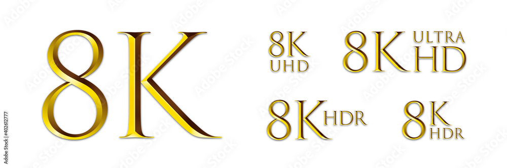 8k Ultra High Definition golden logo icon. vector illustration for ...