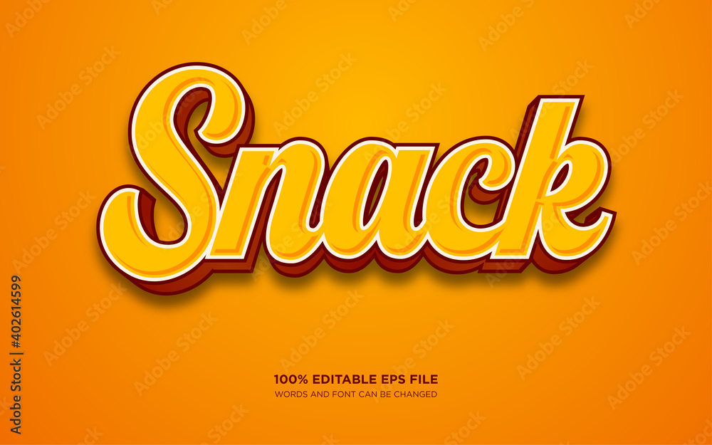 Snack editable text style effect Stock Vector | Adobe Stock