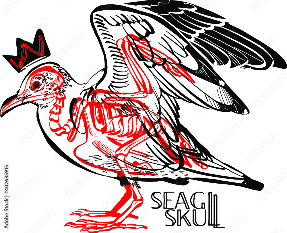 skull of the seagull tattoo design Stock Vector | Adobe Stock