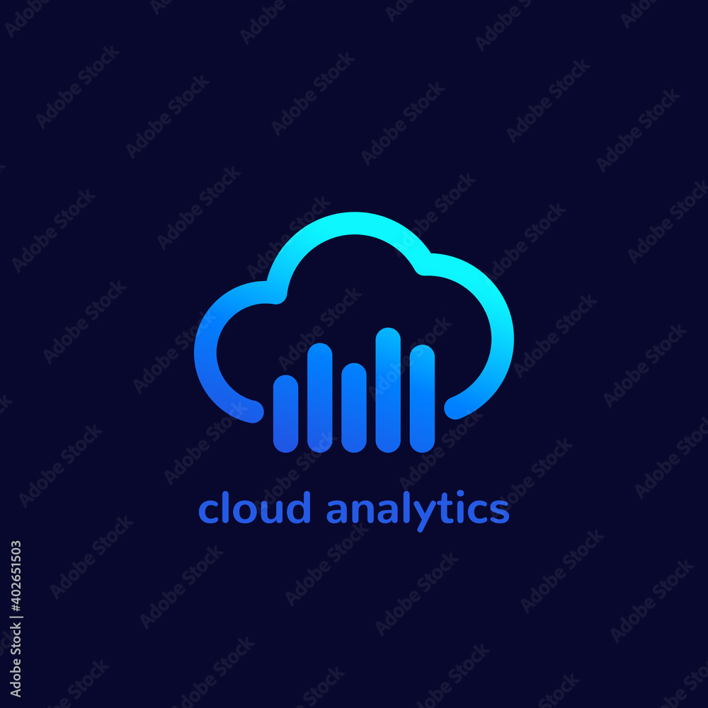 cloud analytics icon, vector logo Stock Vector | Adobe Stock