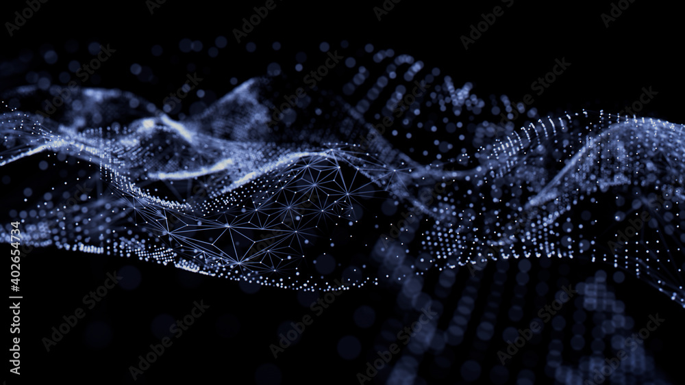 Abstract 3D Technology concept. Big Data and Artificial Intelligence ...