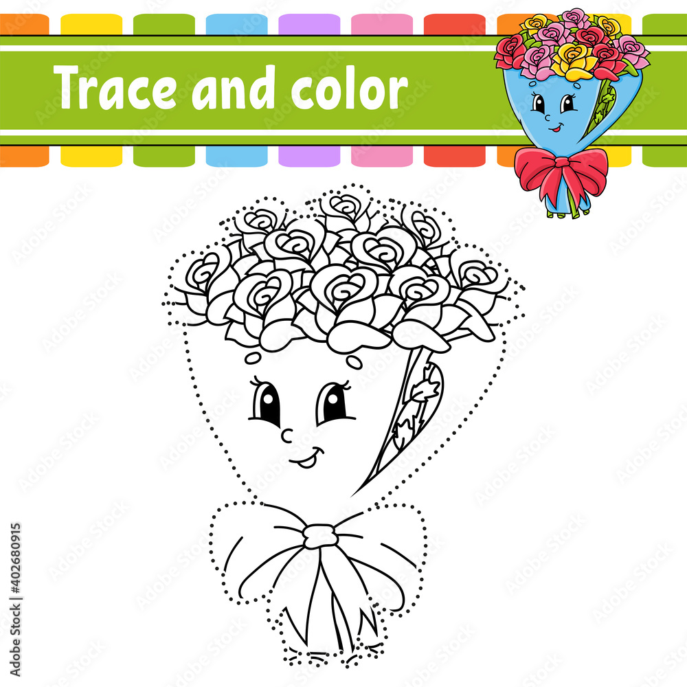Trace and color. Coloring page for kids. Handwriting practice ...