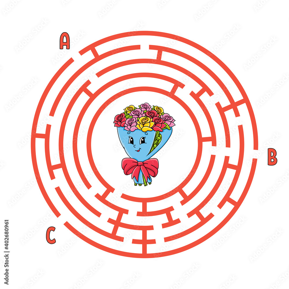 Circle maze. Game for kids. Puzzle for children. Round labyrinth ...