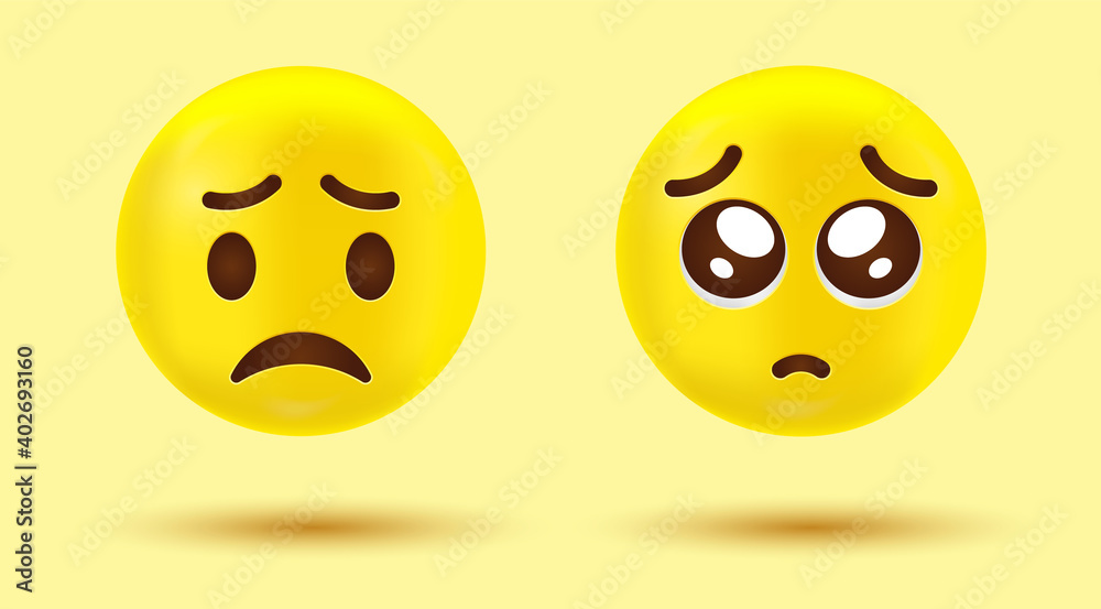 3d Sad Pensive emoji, Pleading Face, Disappointed Face, Worried ...