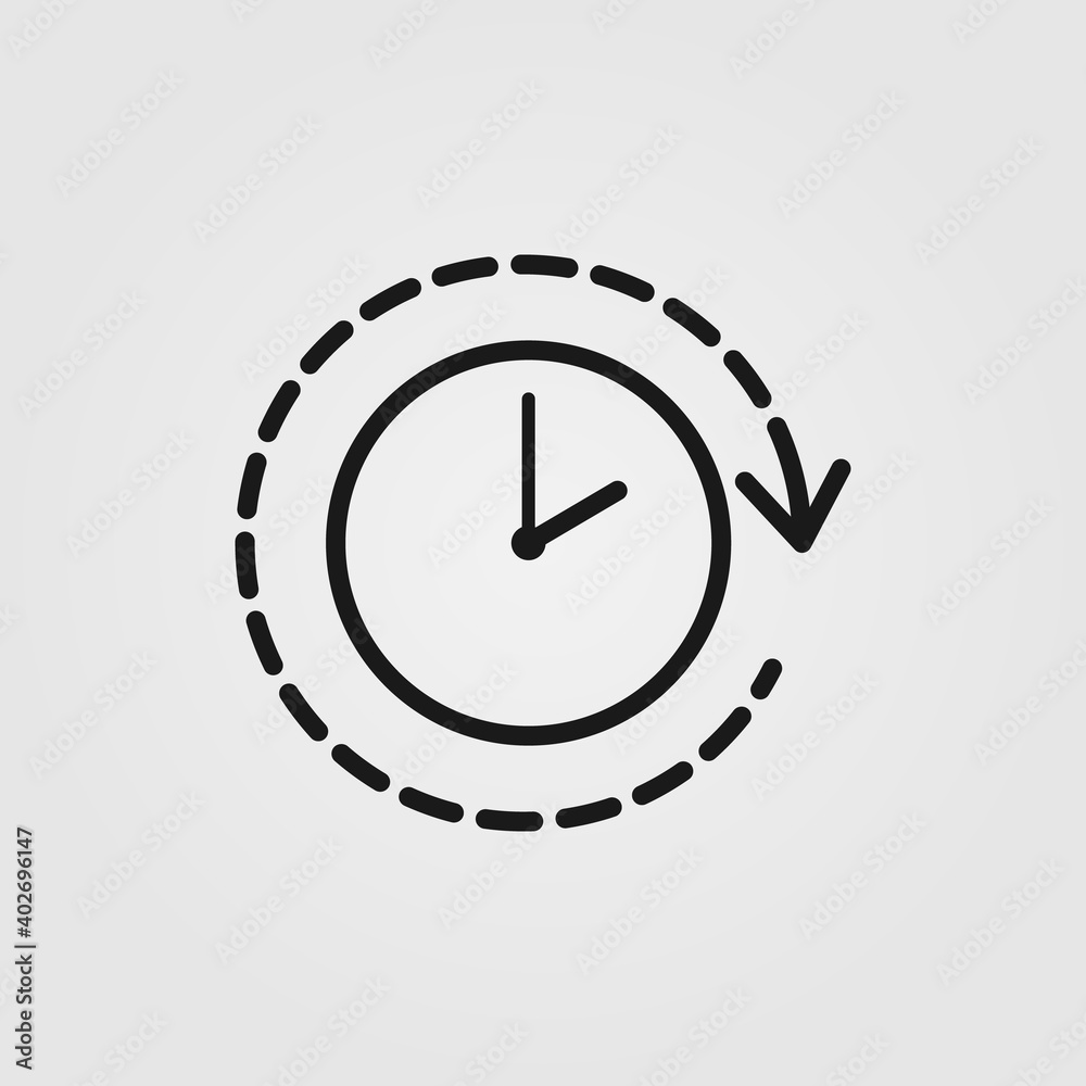 Timer, countdown clock icon. Clockwise direction symbol. Passage of ...
