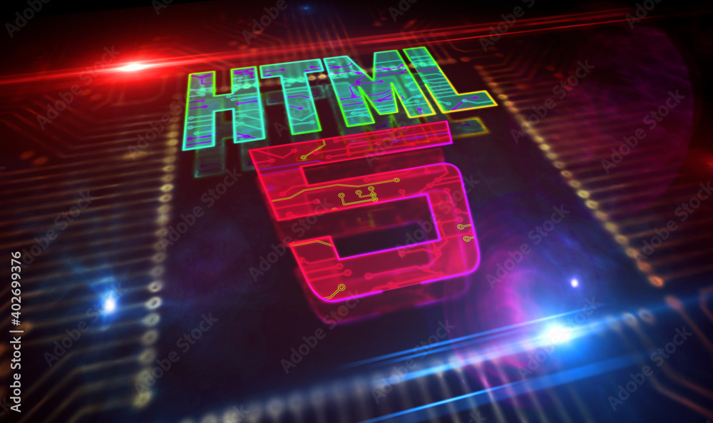 HTML5 programming symbol and processor factory 3d illustration Stock ... HTML5 programming symbol and processor factory 3d illustration Stock ...