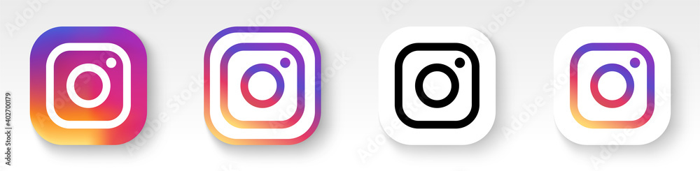 instagram logo set. instagram buttons with shadow vector Stock Vector ...