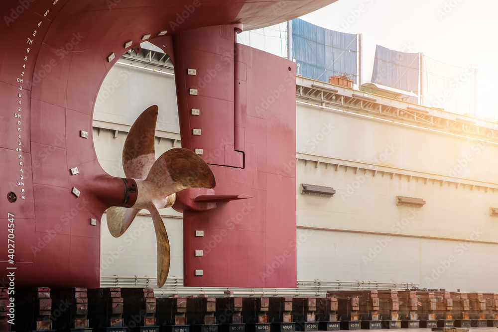 Vessel stern and propeller, rudder and shaft maintenance on sleeper in ...