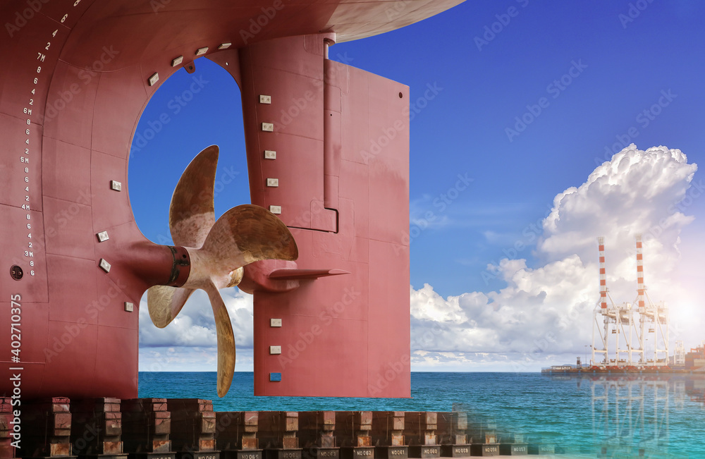 Photo & Art Print Close up propeller rudder and shifting at stern ship ...