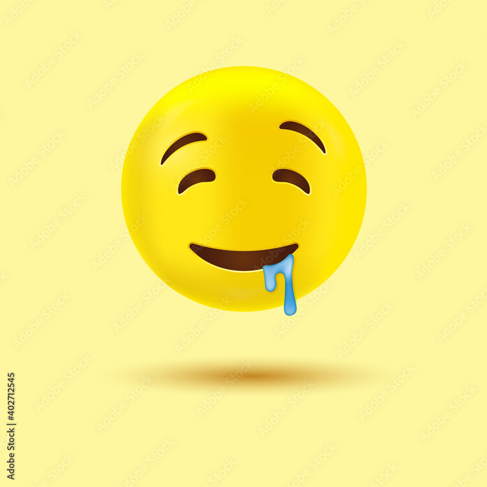 3d Drooling emoji Face, usually shown with closed eyes and raised ...