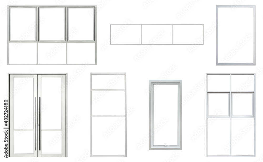 Real modern office windows set isolated on white background, various ...