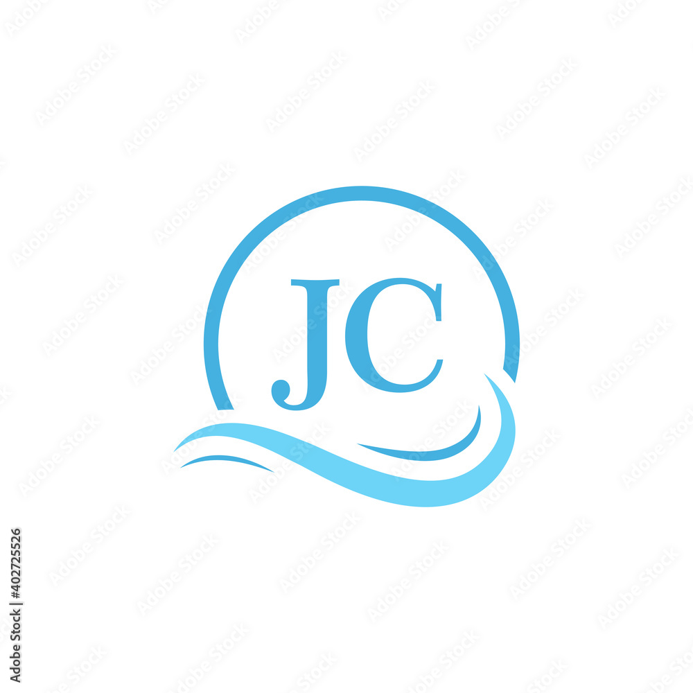 JC Lettering Logo Design in Water Wave. Modern Letter Logo Design With ...