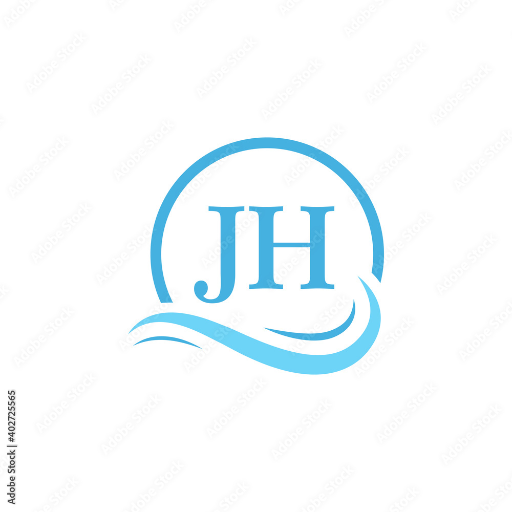 JH Lettering Logo Design in Water Wave. Modern Letter Logo Design With ...
