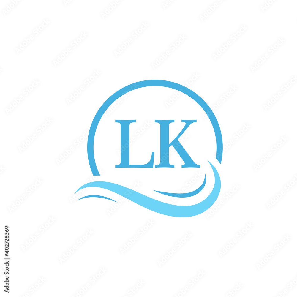 LK Lettering Logo Design in Water Wave. Modern Letter Logo Design With ...