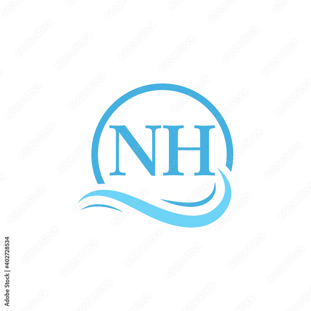NH Lettering Logo Design in Water Wave. Modern Letter Logo Design With ...