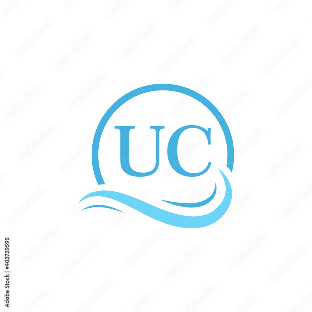 UC Lettering Logo Design in Water Wave. Modern Letter Logo Design With ...