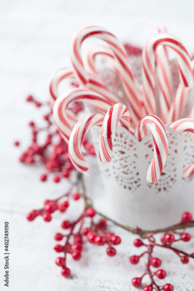 Original Christmas still life photograph of red and white candy canes ...