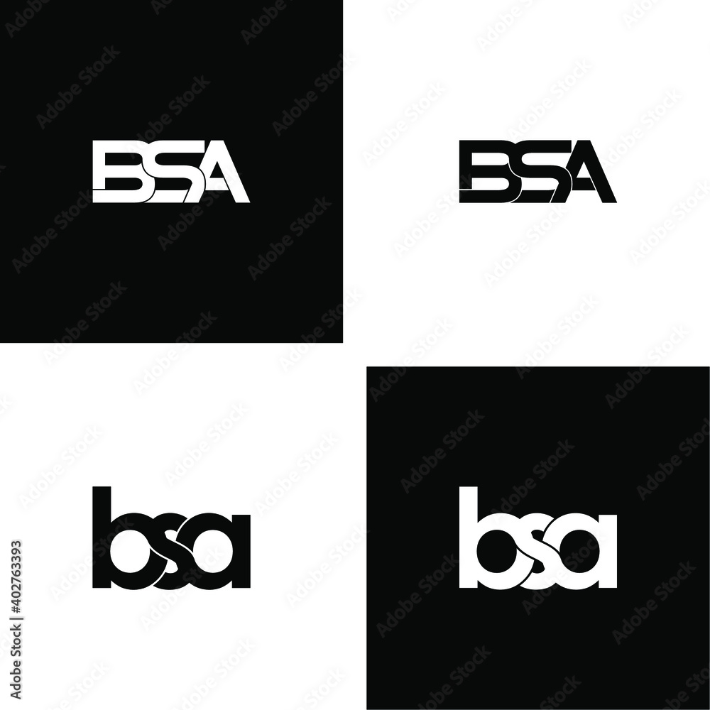bsa letter original monogram logo design set Stock Vector | Adobe Stock