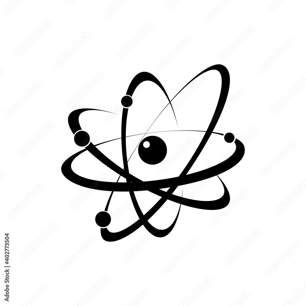 Atomic energy symbol black vector icon. Chemical reaction sign ...