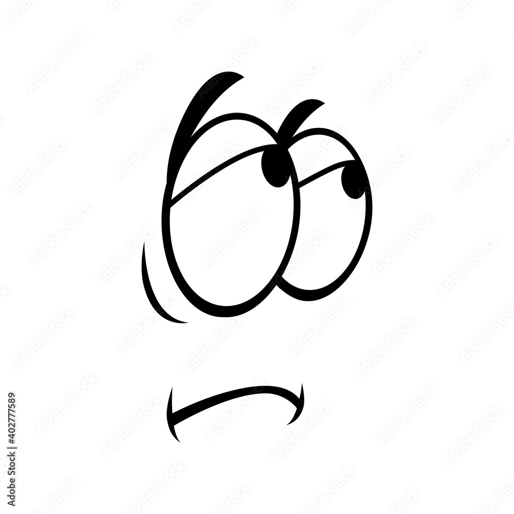 Tired or disgruntled emoticon expression isolated side view emoji ...