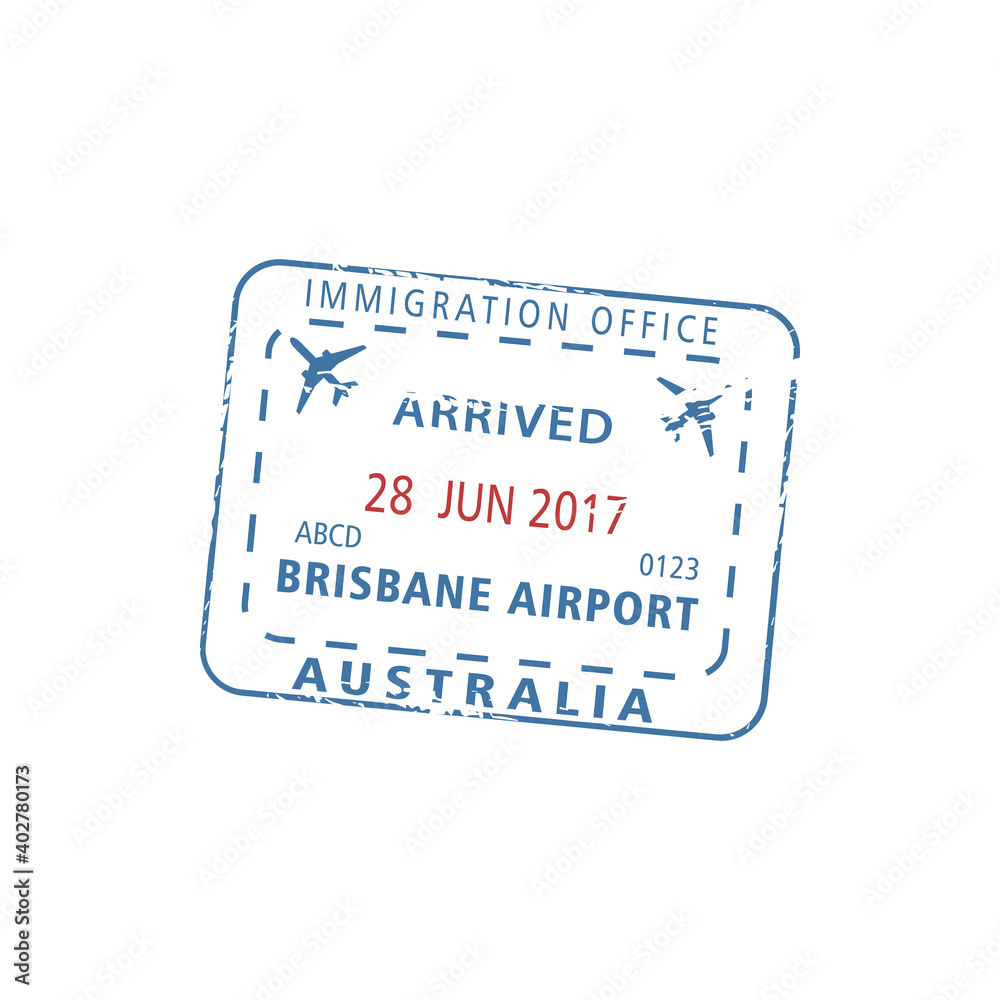 Brisbane airport Australia immigration office visa stamp isolated ...