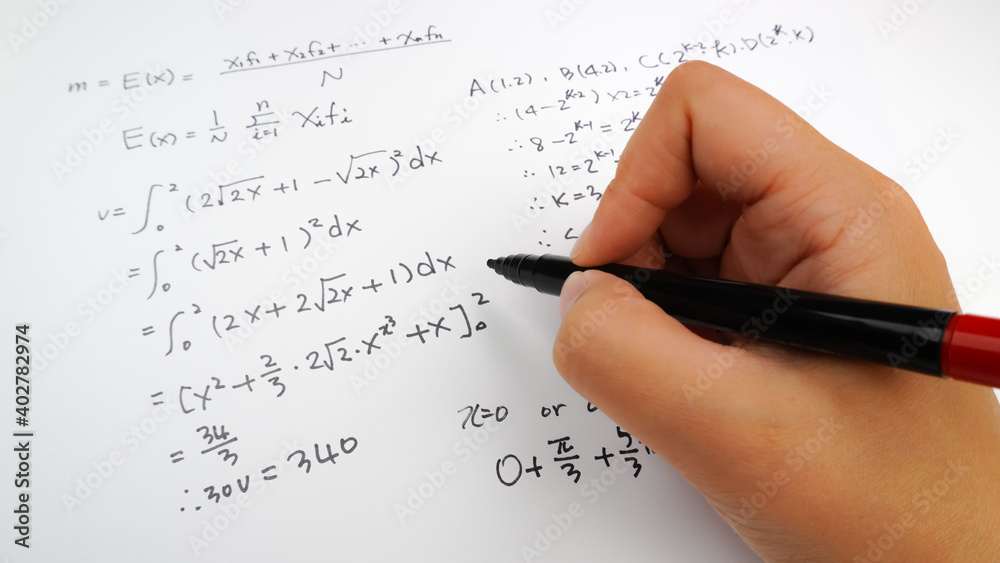 Handwriting to solve math formulas holding a computer pen. Math ...