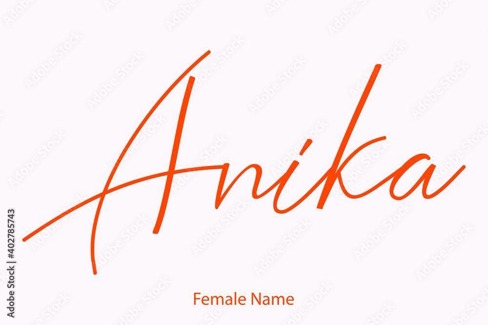 Anika Female Name Elegant Cursive Typography Orange Color Text Stock ...