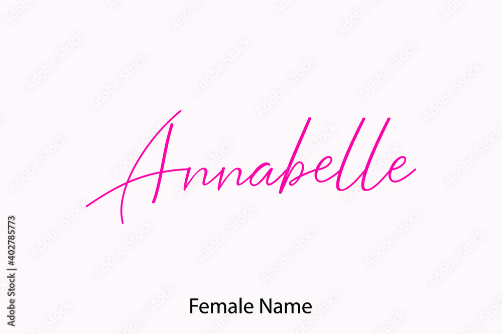 Annabelle Female Name in Beautiful Cursive Typography Pink Color Text ...