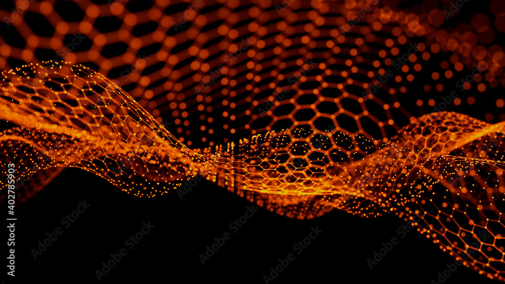 Abstract 3D Technology concept. Big Data and Artificial Intelligence ...