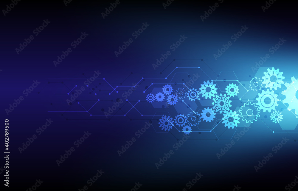 technology background with gear symbols patten network internet of ...
