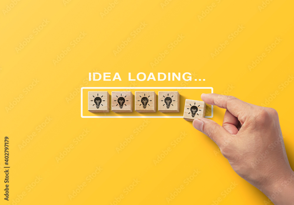 Idea uploading, reboot idea, refresh or creative mindset concept. Hand ...