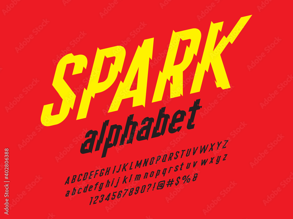 electrical style alphabet design with uppercase, lowercase, numbers and ...