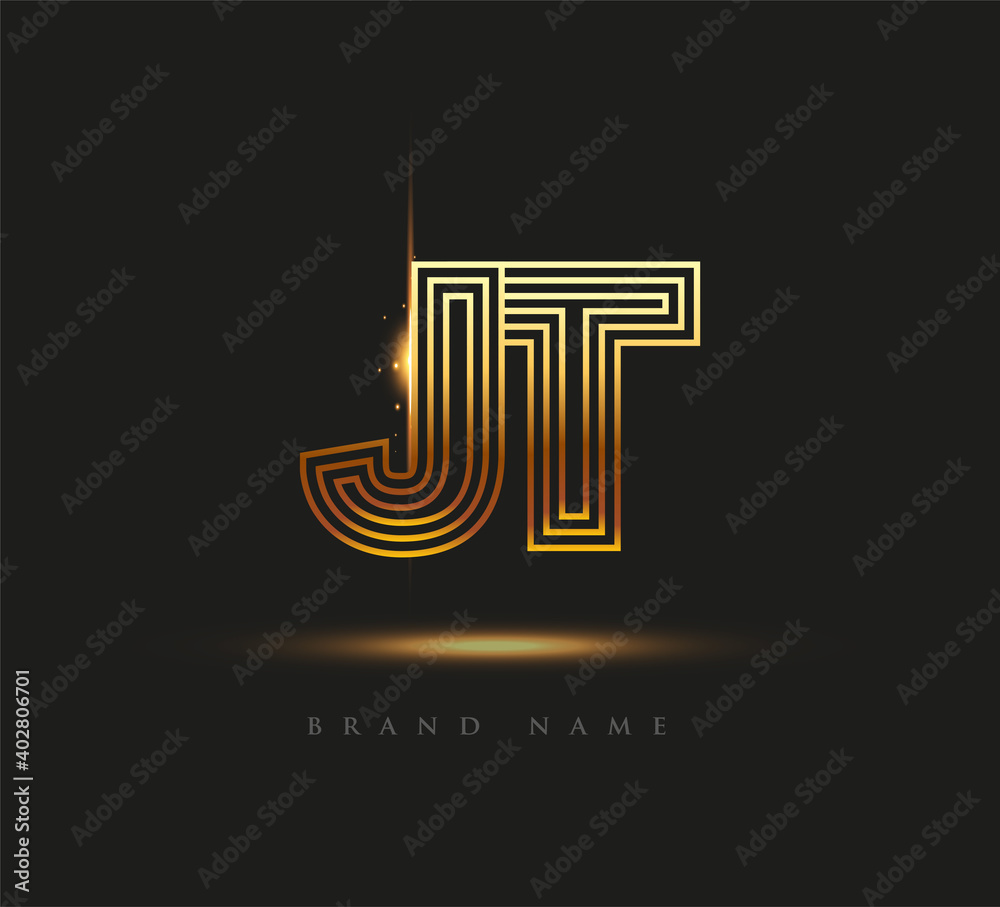 Initial Logo Letter JT, Bold Logotype Company Name Colored Gold ...
