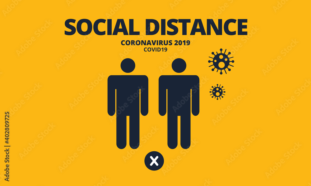 Social distancing banner template. Keep safe distance of 2 meter or 6 ...
