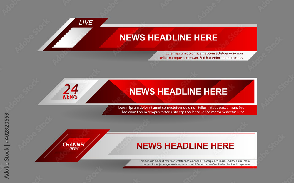 Set collection vector of Broadcast News Lower Thirds Template layout ...