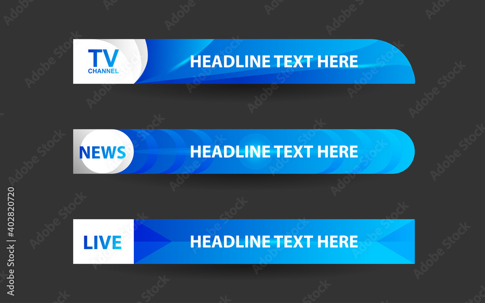Set collection vector of Broadcast News Lower Thirds Template layout ...