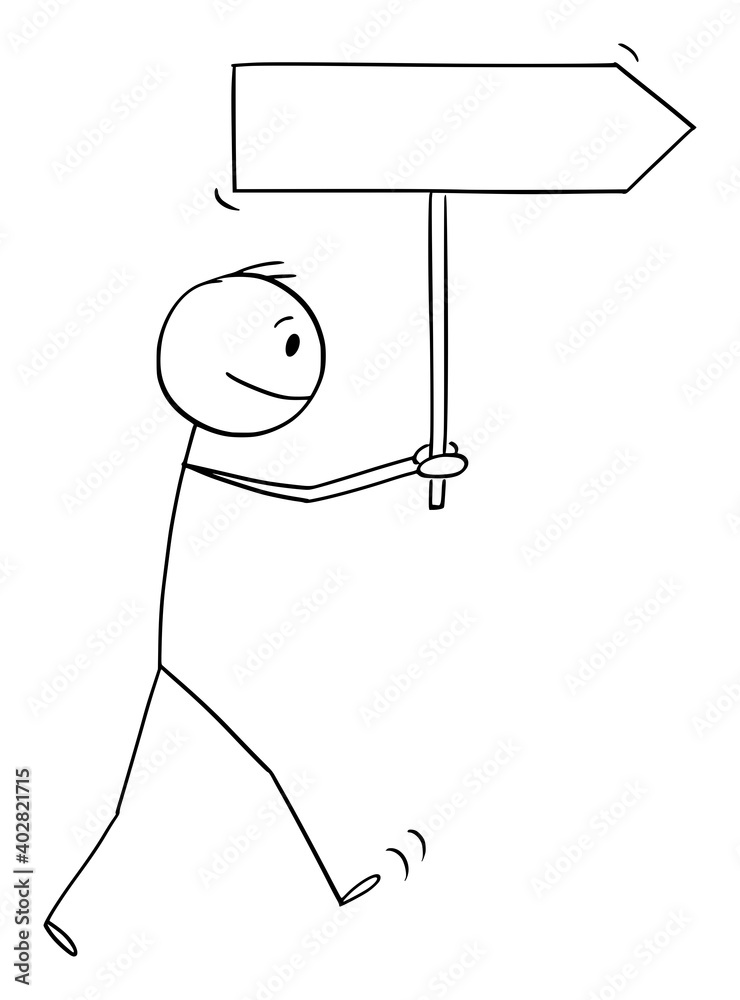 Vector cartoon stick figure illustration of man or businessman holding ...