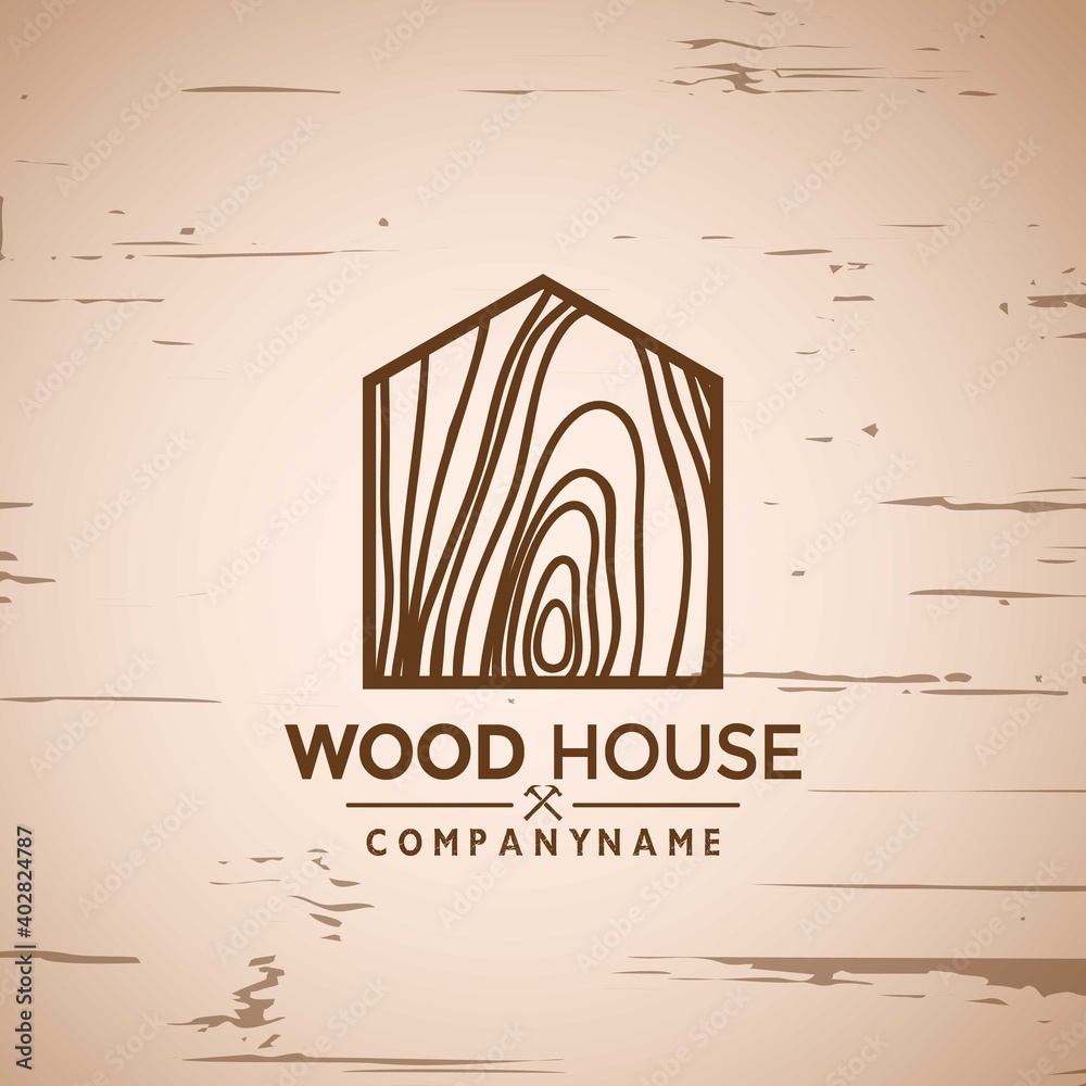 Wood house logo woodwork, Wooden logo design, Woodworking logo, Logo ...