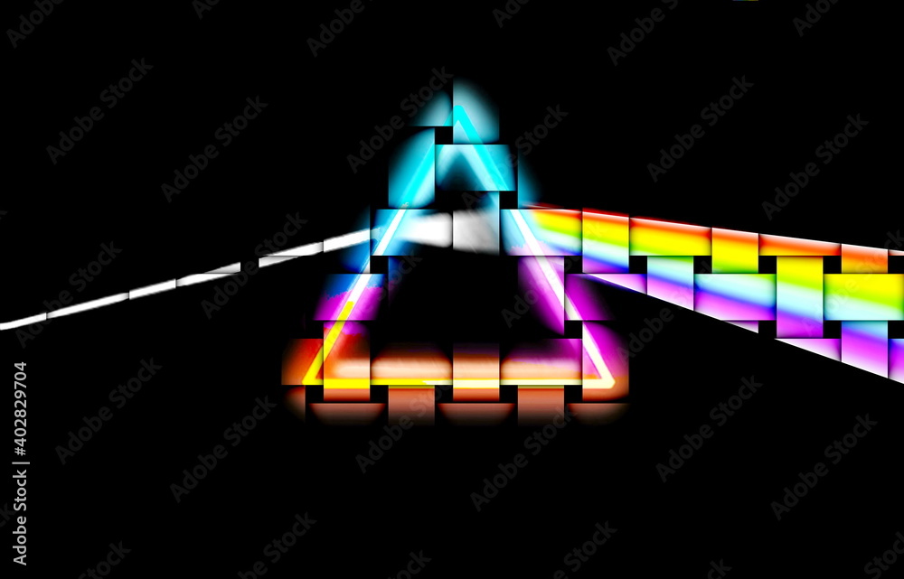 triangular prism breaks light into spectral colors Stock Illustration ...