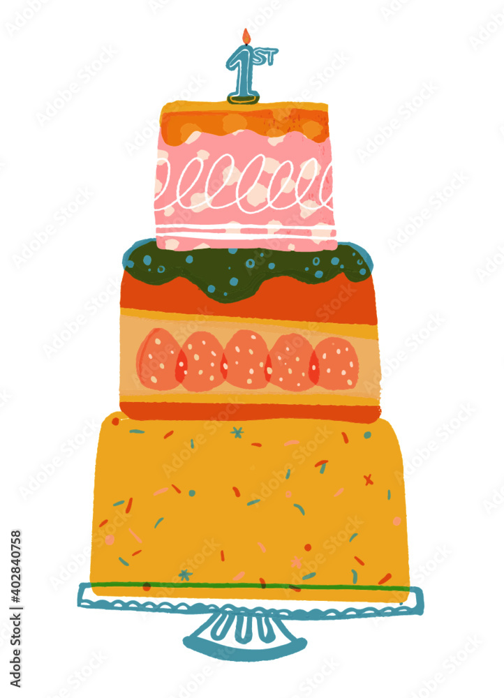 an illustration of three layered cake Stock Vector | Adobe Stock