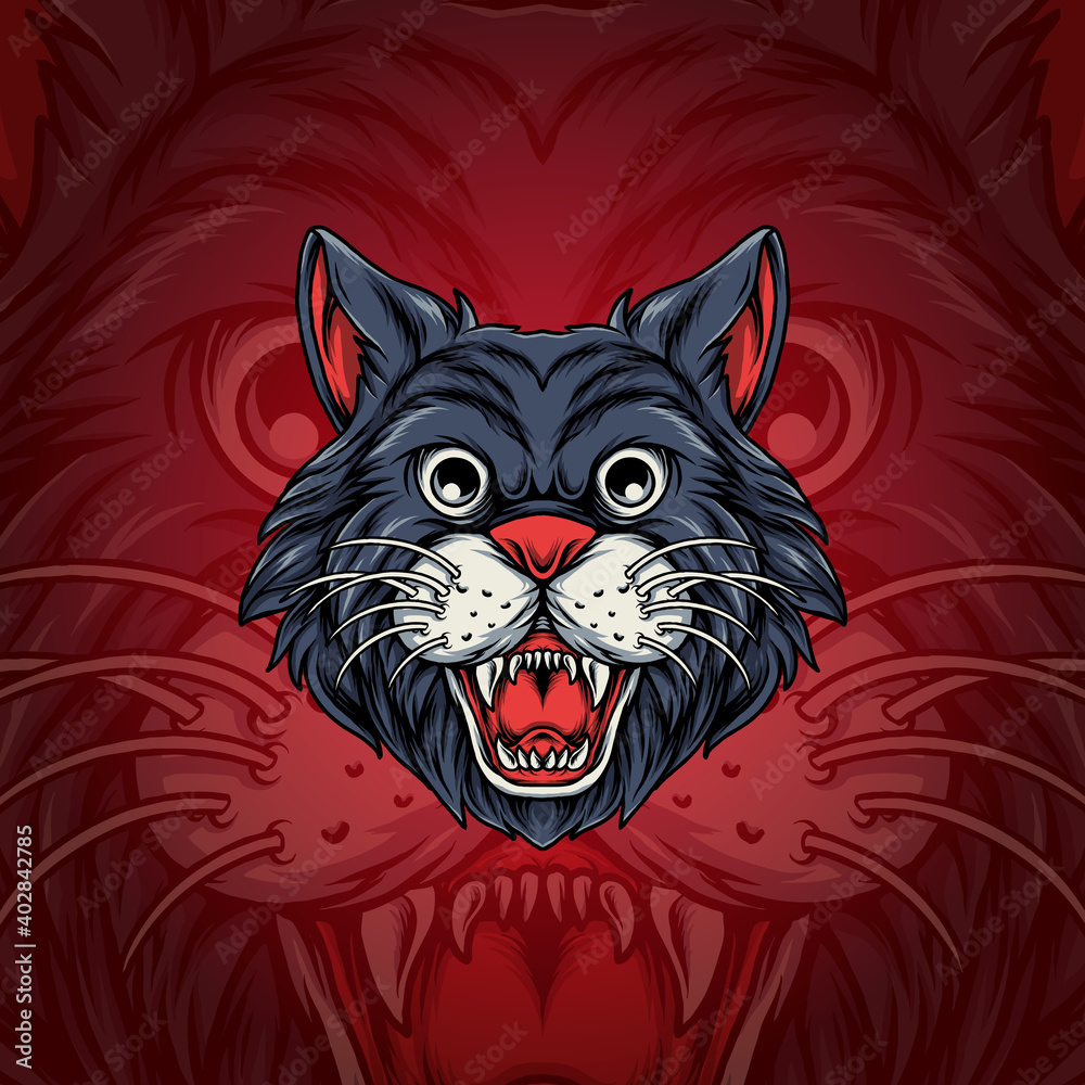 Cute cat illustration. Cat cartoon character. Cat logo vector Stock ...