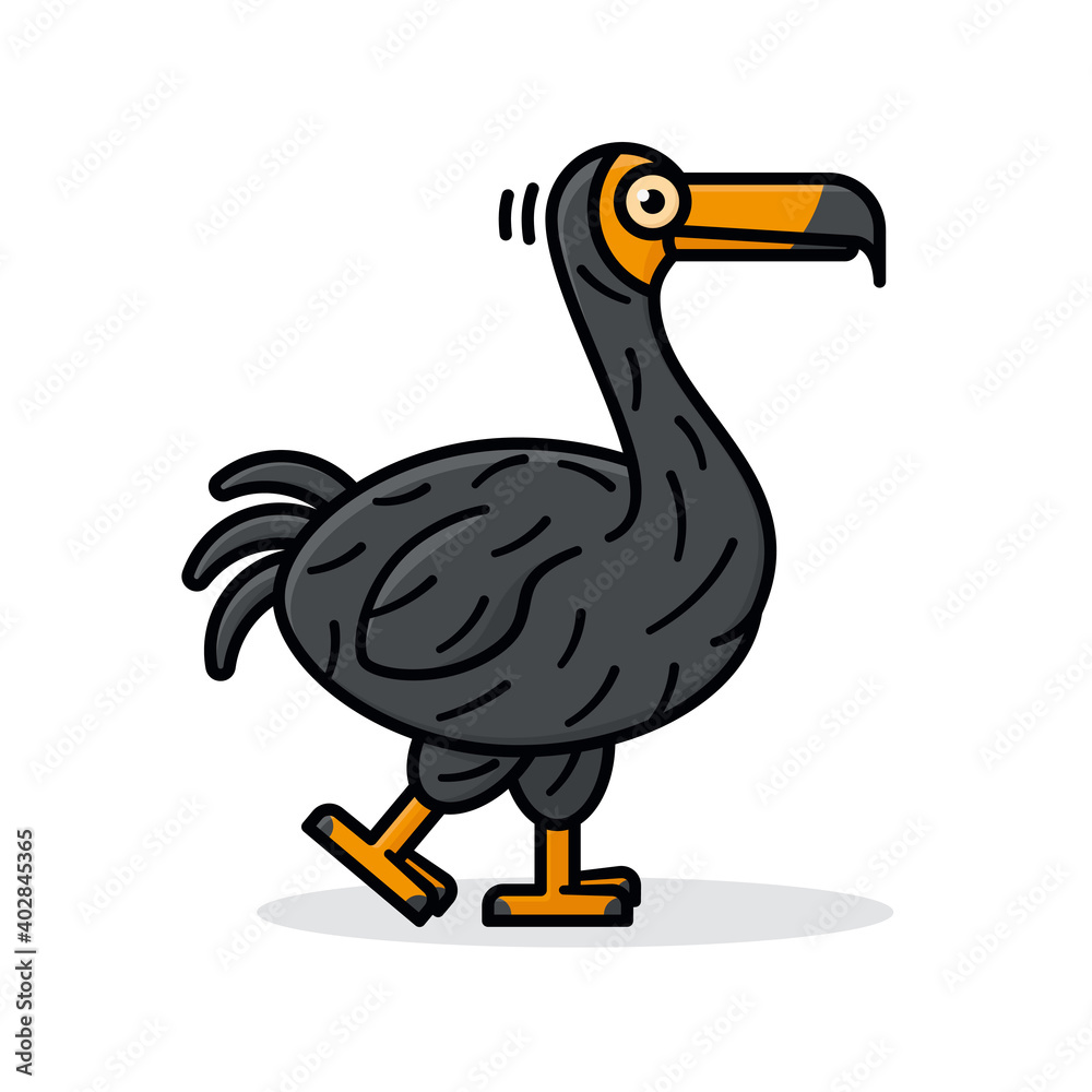 Extinct Dodo bird cartoon character vector illustration for Wildlife ...